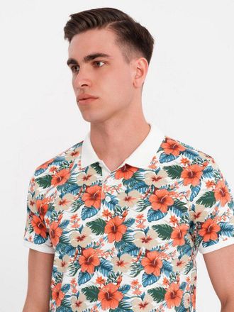Ombre Poloshirt Poloshirt aus Baumwolle mit Blumendruck