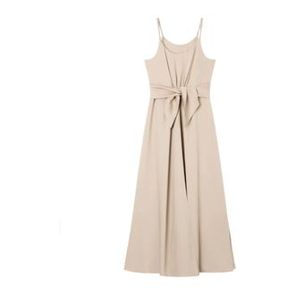 Emporio Armani Femme, Robes, Beige, Taille: 46 FR Robe Longue Ceintur&eacute;e