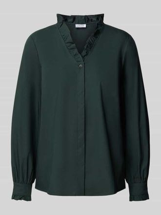More & More Regular Fit Bluse mit R&uuml;schenkragen und V-Ausschnitt