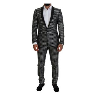 Dolce & Gabbana Eleganter Schwarzer Slim Fit Seidenanzug - - Suits - Herren - Grau - XS