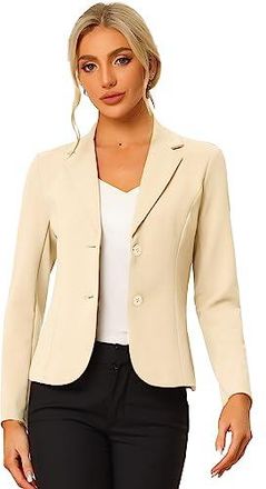 Allegra K Blazer Ouvert Devant Femme imprimé Floral Veste Tailleur cintré à col Revers Beige-Floral XXXL