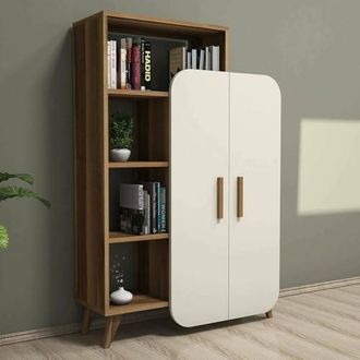 Dmora Regal Enceladus 90x32x132h cm Braun 5 Böden 2 Türen