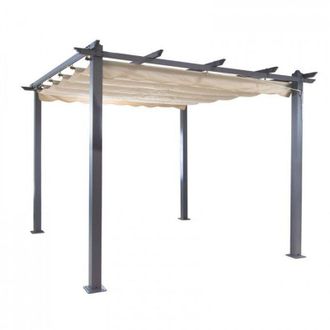 Dema Dema - Pergola aluminium toile retractable 3 x 3 m - Beige - Tonnelle Auvent