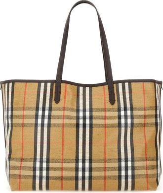 Burberry Womens Shoulder Bag Tote Highlands Beige Cotton Handbags Hand