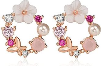 Generic 1 Paire de Boucles doreilles Fleur Fille Coeur Perle Fleur Anneau Boucles doreilles pour Mariage f&ecirc;te Banquet &eacute;cole Voyage Travail Convenient Handled