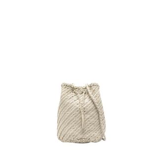 Dragon Diffusion Femme, Sacs, Beige, Taille: ONE Size Sac bandoulière en cuir tressé avec pompon