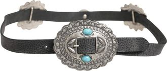Cavalli Femme, Accessoires, Noir, Taille: ONE Size Ceinture en Cuir avec Boucle Ovale Orn&eacute;e