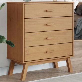 vidaXL Vidaxl - Commode en bois de pin massif marron - 4 tiroirs - Dimensions 76,5 x 39 x 90 cm - Style scandinave pour int&eacute;rieur moderne
