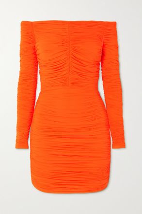 Alex Perry Mini-robe &Eacute;paules Nues En Jersey Stretch &Agrave; Fronces Hadley - Orange