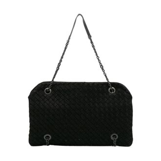 Bottega Veneta Pre-owned Grosgrain Intrecciato Duo Schultertasche - - Pre-owned - Damen - Schwarzk - ONE SIZE