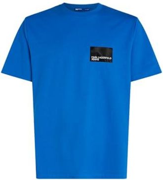 Karl Lagerfeld Homme, T-Shirt &Agrave; Manches Courtes avec Logo Encadr&eacute;, Coupe R&eacute;guli&egrave;re, Bleu, S