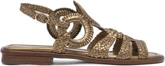 Pons Quintana Sandalen - Braided Bronze Sandals With Circular Accents - Gr. 36 (EU) - in Braun - f&uuml;r Damen