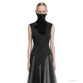 Marc Le Bihan Turtleneck Corset Silk Top