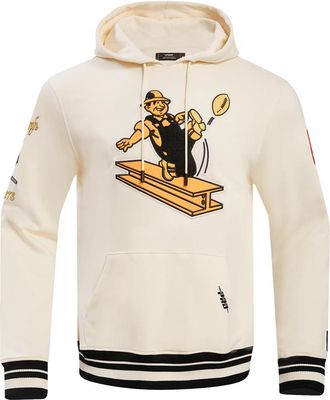 Pro Standard Mens NFL Pittsburgh Steelers Retro Classics Pull Over Hoodie Eggshell/Black XL
