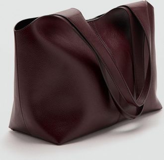 Mango Grand sac cabas bordeaux - Femme - Taille unique - MANGO
