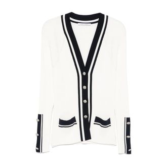 Alberta Ferretti Cardigan &agrave; inserts contrastants Pulls - Femme - Pulls - Blanc - Taille: 44 FR