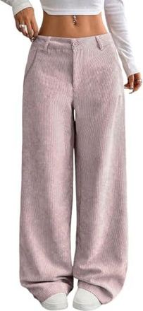 Generic Pantalon en velours c&ocirc;tel&eacute; pour femme - Taille &eacute;lastique - Jambes larges - Pantalon de loisirs &eacute;lastique - Pantalon haut confortable - Pantalon palazz