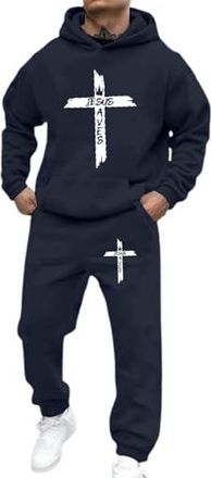 Generic Surv&ecirc;tement pour homme - Ensemble complet imprim&eacute; &agrave; manches longues - Sweat &agrave; capuche - Ensemble de jogging moderne - Mode sportive - Haut et pantalon