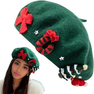 Generico Bonnet de b&eacute;ret de No&euml;l : design chaud et festif dhiver, bonnet en tricot doux, accessoire dhiver avec ajustement confortable pour femmes, adolescente