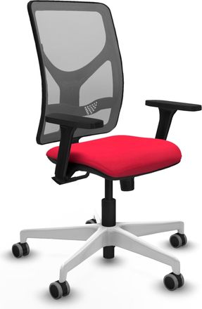 Piqueras y Crespo Computerrollstuhl mit 3D-Armen, h&ouml;henverstellbare Lendenwirbelst&uuml;tze, ausgestattet mit 3 Positionen und Schneideschaum, Grau/Rot