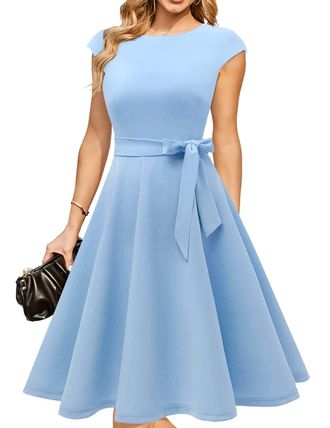 Dresstells Cocktailkleid Damen Festliche Kleider 1950er Knielang Rockabilly Hochzeitkleid Vintage Abendkleid Kurz Silvester Outfit Swing Elegante Weihnachtskleid