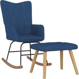 Les Tendances Les Tendances - Chaise à bascule avec repose-pied Bleu Tissu vidaXL
