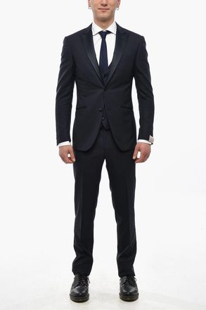 Corneliani 3-teiliger Anzug aus Schurwolle mit Satin-Spitzrevers Corneliani