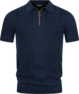 Indicode Herren INSago Poloshirt mit Rei&szlig;verschluss | Herrenpoloshirt Polokragen Baumwollshirt Navy, 3XL