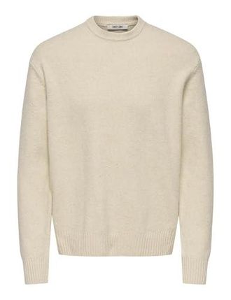 Only & Sons Onsjames RLX Crew Knit, Cr&egrave;me, L