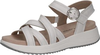 Caprice Damen Sandalen flach aus Leder Freizeit, Weiß (White Nappa), 39 EU