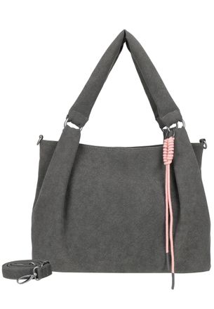 Fritzi Aus Preu&szlig;en Fritzi Sue03 Suede Jacky Soft Espresso Shopper Kunstleder Damen Handtasche Festival City vegan Suede-Optik Kordelanh&auml;nger Rei&szlig;verschluss 28,5 x 40 x 1