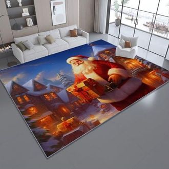 Generic Tapis 160 x 230 cm D&eacute;coratif De P&egrave;re No&euml;l De Dessin Anim&eacute;, Tapis De Chambre &agrave; Coucher antid&eacute;rapant Poil Court - pour Salon Chambre &agrave; Coucher Salle &agrave; M