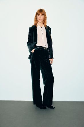 Gerard Darel Pantalon large de tailleur en velours - MYA - Vert