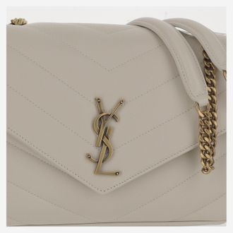 Saint Laurent Womens Loulou Media Bag White Lambskin Leather Shoulder