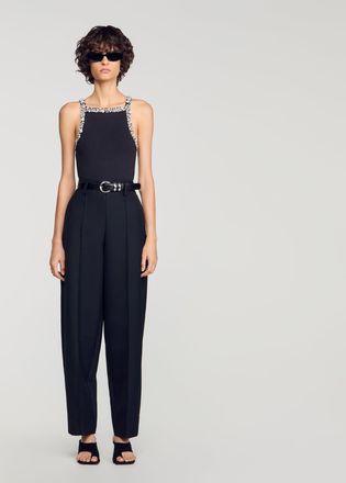 Sandro Strickbody mit Perlen und Strass