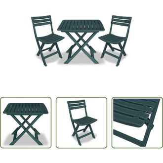vidaXL Chaises de jardin - Ensemble de bistro pliable 3 pcs Plastique Vert
