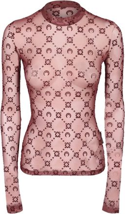 Marine Serre Femme, Tops, Rouge, Taille: 38 FR Tissu en maille l&eacute;ger
