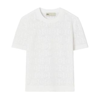 Tory Burch Perforiertes Strick-T-Shirt - - Tops - Damen - Wei&szlig; - XS