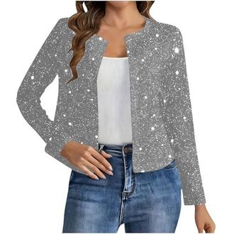 Generic Vestes &Agrave; Paillettes Scintillantes pour Femmes Blazer &Agrave; Sequins &Agrave; Manches Longues Ouvert sur Le Devant Cardigan Manteau Bol&eacute;ro &Agrave; Sequins Brillants Tend