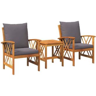 vidaXL Vidaxl - Ensemble de canap&eacute; de jardin 3 pcs - Bois dacacia massif - 2 places assises - Couleur marron - Avec coussins confortables