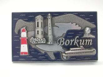 Generic Borkum Magnet Metall Souvenir Germany Ostfriesland 7,5 cm