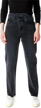 A Gold E Femme, Jeans, Noir, Taille: W24 Criss Cross Straight Jean