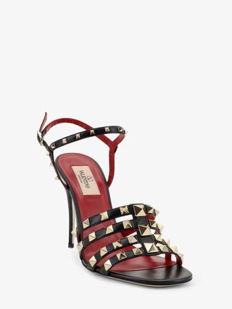 Valentino Garavani Womens Rockstud Leather Sandals Black