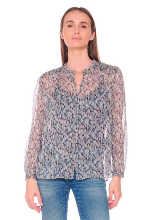 Le Temps Des Cerises Klassische Bluse MACLEAR mit sch&ouml;nem Allover Muster