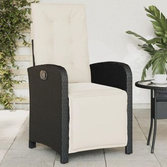 vidaXL Gartensessel mit Fu&szlig;teil Verstellbar Schwarz Poly Rattan - Vidaxl