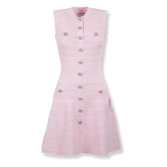 Self Portrait Femme, Robes, Rose, Taille: 40 FR Pointelle Diamante Knit Mini Dress