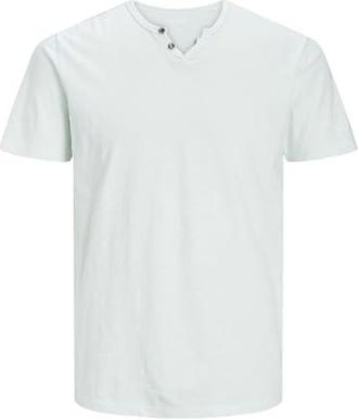 Jack & Jones T-Shirt de Base pour Hommes col en V Manches Courtes en Jersey de Coton avec Boutons JJESPLIT, Couleurs:Vert-Menthe, Size:XXL