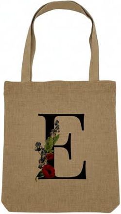 Fabulous Sac Shopping Tote Bag Aspect Lin - E Elise Emma Eva Lettre Alphabet Pr&eacute;nom Fleurs - Sac de Courses Toile Epaisse 360g Beige Naturel Cabas Port&eacute; Epaule