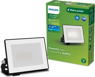 Philips Lois Flutlichtstrahler für den Außenbereich ohne Sensor, 10 Watt, 5000K Tageslicht, Schwarz