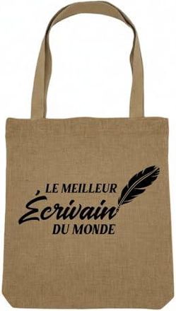 Fabulous Sac Shopping Tote Bag Aspect Lin - Le Meilleur Ecrivain du Monde Litt&eacute;rature Roman Livre Histoire - Sac de Courses Toile Epaisse 360g Beige Naturel Ca